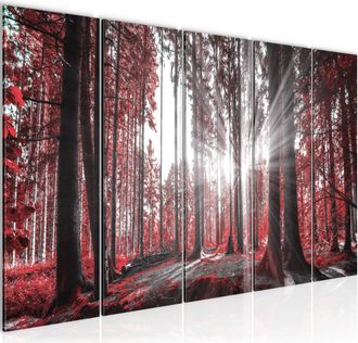 Runa Art Bild Wald Landschaft Wandbilder auf Vlies Leinwand 5 Teilig Wanddekoration Schlafzimmer Wohnzimmer 503856c