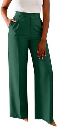 Generic Pantalon &agrave; jambe large pour femme - Taille haute - Coupe droite - Pantalon l&eacute;ger et intelligent - Pantalon de travail d&eacute;contract&eacute; - Pantalon drap&eacute; pou