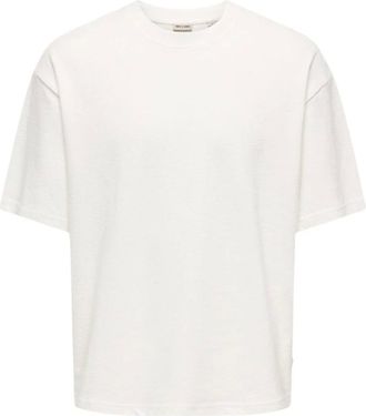 Only & Sons Only & Sons, Homme, Tops, Blanc, Taille: S T-shirt en coton &agrave; manches courtes et col rond