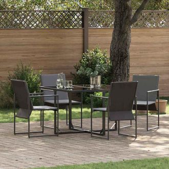 vidaXL Ensemble de salle &agrave; manger pour jardin 5 pcs Noir Acier Vidaxl