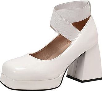 Generic Chaussures décontractées pour invitées de mariage 2026 à talons épais en cuir chaton léger entrevue formelle talon bloc sangle de cheville confortable