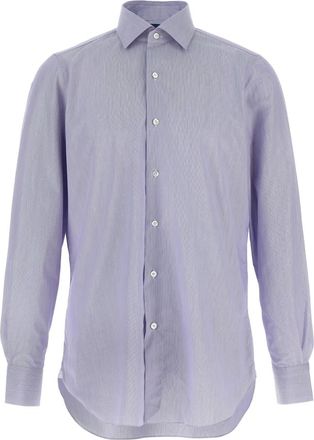 Finamore Homme, Chemises, Bleu, Taille: 4XL Napoli Striped Cotton Shirt