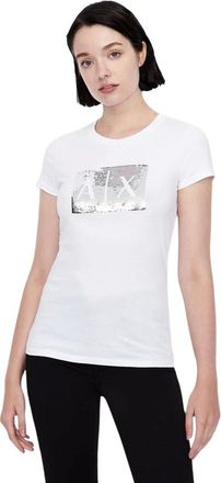 A|X Armani Exchange Femme, Tops, Blanc, Taille: 40 FR T-shirt en jersey de coton coupe slim