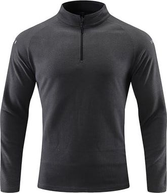 Generic Haut de sport pour homme avec fermeture &eacute;clair 1/4 - Col montant - L&eacute;ger et respirant - Confortable - Haut de sport en plein air 2026, gris fonc&eacute;, XXL