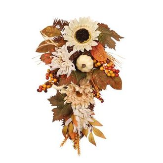 Generico Couronne de - D&eacute;coration Artificielle dautomne | Couronne de Porte dentr&eacute;e Rustique dautomne | 50 cm en Larme avec Baies dorange Rouge | Guirlande Sus