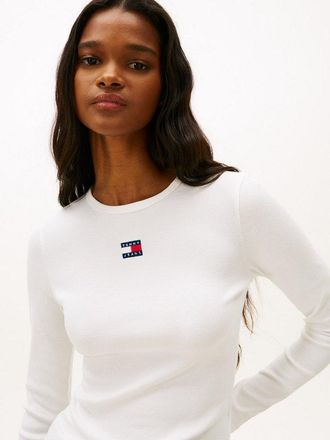 Tommy Jeans Langarmshirt TJW SLIM LS BADGE TEE EXT Baumwollmischung, Stretch, slim fit