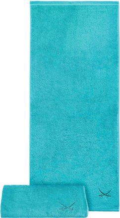 Sansibar 2er Set Badetuch 90x180 cm - saugstarkes Strandtuch/Saunatuch aus Baumwolle - Oeko-TEX zertifizierter Frottee - Sylt-Design mit gesticktem Säbel-Logo 