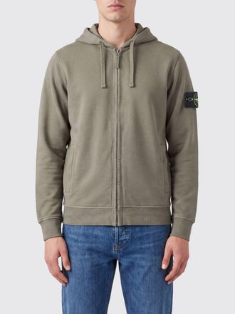 Stone Island Sweat &agrave; capuche zipp&eacute; en coton avec patch logo Compass