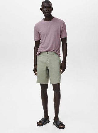 Mango Slim-Fit-Bermudashorts aus 100 % Leinen minzgrün - Herren - 36 - MANGO MAN