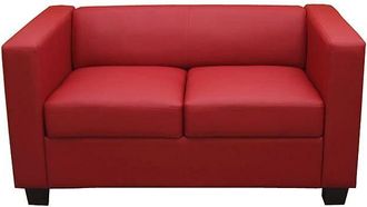 Hhg 2er Sofa Lille, Kunstleder rot