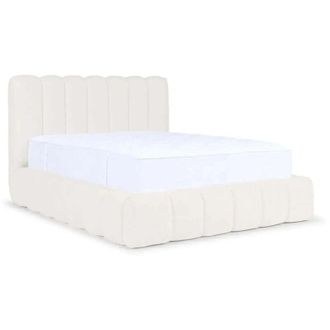 Casanova GARANCE - Lit coffre tissu chenille 140x200cm - Blanc