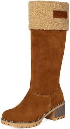 Generic Bottes de neige chaudes doublées de fausse fourrure pour femme - Bout rond - Plateforme épaisse - Style décontracté et polyvalent - Avec fermeture écl