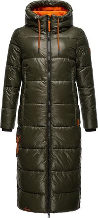 Navahoo Damen Warmer Winter Steppmantel mit Kapuze Schmuseengel Dark Olive Gr. XXL