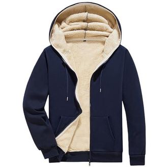 Generic Sweat &agrave; capuche zipp&eacute; pour femme - Veste doubl&eacute;e en polaire Sherpa - Manteau chaud et confortable - Pour femme, noir fonc&eacute;, XXL