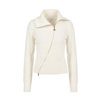 Patrizia Pepe Oblique Zip Cardigan - - Knitwear - Damen - Wei&szlig; - S