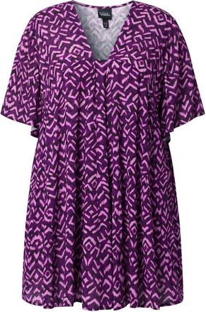 Ulla Popken Longbluse Bluse Zierfalten A-Linie Carr&eacute;-Ausschnitt