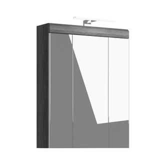 ebuy24 Scout Spiegelschrank Bad 3 Türen mit Licht Hochglanz weiß,rauchfarbenen