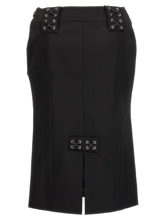 Alessandra Rich Womens Black Wool Midi Skirt