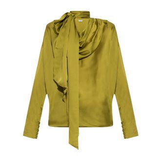 Balmain Seidenbluse mit dekorativem Bindedetail - - Blouses & Shirts - Damen - Gr&uuml;n - XS