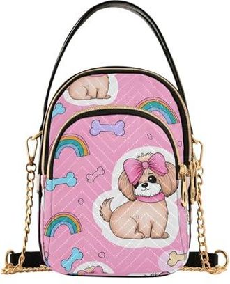 Mnsruu Sac à bandoulière pour femme - Petit sac à bandoulière avec sangle réglable - Motif noeud rose