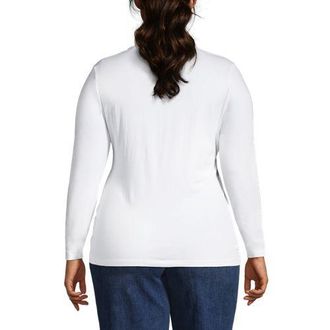 Lands End Rollkragenshirt aus Baumwoll/Modalmix, Damen, Größe:56-58 plus, Weiß, Baumwolle/Elasthan/Baumwolle Modal, by Lands End