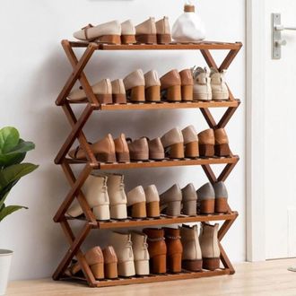 Generic Schuhregal aus Bambus, Faltbar Schuhst&auml;nder, Platzsparendes Vertikales Schuhregale for Eingangsbereich, Wohnzimmer, Schlafzimmer, Balkon, Studentenwoh
