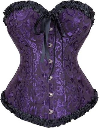 Generic Lingerie Shaaping pour femme - Respirant - Taille amincissante - Vintage - Dentelle - Haut corset pour femme - Haut corset vert, violet, XS