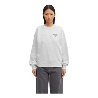 Maison Kitsun&eacute; Baumwoll-Sweatshirt mit Schriftzug-Logo - - Sweatshirts & Hoodies - Damen - Grau - XS