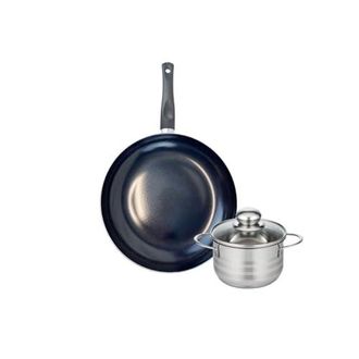 Fackelmann ELO 9718850 Batterie de cuisine 2 pi&egrave;ces, Ensemble de 1 Po&ecirc;le de cuisson 32 cm et 1 faitout 16 cm Elo Prima Brillant, inox, induction