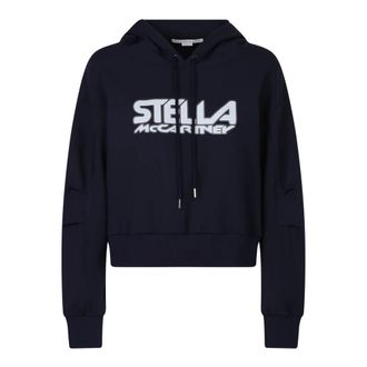 Stella McCartney Cropped Sweatshirt mit Print - - Sweatshirts & Hoodies - Damen - Blau - XS