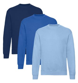 Fruit Of The Loom Herren Classic Set In Sweat, 3 Pack Sweatshirt, 1x Navy + 1x Royal + 1x Pastellblau + 1 HL Kauf Notizblock, XXL (3er Pack)