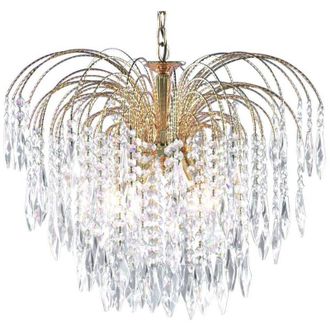 Searchlight Searchlight - Waterfall - Lustre &agrave; 5 ampoules or avec cristaux, E14
