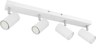 Globo Lighting Plafonnier Spot 4 flammes Plafonnier blanc Plafonnier salon avec spots orientables, m&eacute;tal, 4x GU10, LxlxH 56x6x12