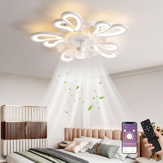 MiiR Leise Deckenventilator Mit Beleuchtung, LED 50W Dimmbare Deckenlampe Mit Ventilator Mit Fernbedienung Und APP, 6-stufige Windgeschwindigkeit Deckenleu