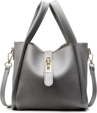 Generic Sacs seau pour femme, sac à main fourre-tout en cuir, sacs à bandoulière vintage, sac à bandoulière en cuir, Argenté., 21.65x13.78x4.72inch