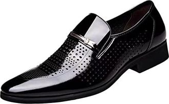 Generic Chaussures Homme Cuir Oxfords Derby Chaussure Ville Brogues Vintage Chaussure Cuir Verni Pointus Classique Vintage Commercial Couleur Unie pour Marche