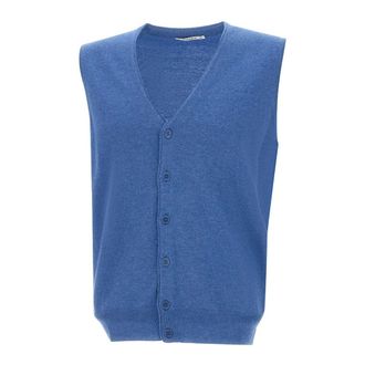 KANGRA Homme, Vestes, Bleu, Taille: XL Gilet en Laine Bleu, Sans Manches Col en V