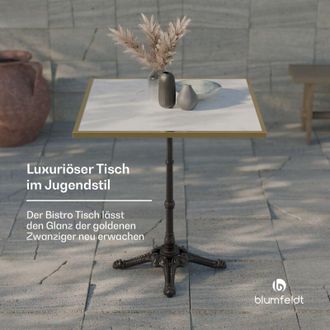 Blumfeldt Stabiler Klapptisch mit echter Marmortischplatte - witterungsresistent & pflegeleicht - ideal als Camping- oder Gartentisch - einfache Montage