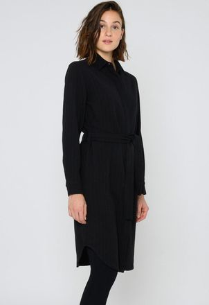ThokkThokk ThokkThokk Damen vegan Hemdkleid Nadelstreifen Schwarz