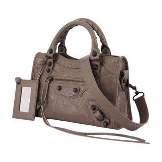 Balenciaga Womens Le City Mini Bag Leather Brown Lambskin Handbags-purses