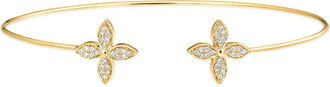Edenly Durchbrochener Armreif Blüte - Doppeltes Glück - 18 Karat Gelbgold und Diamanten