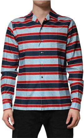 Dolce & Gabbana Homme, Chemises, Multicolore, Taille: XL Chemise &agrave; Rayures en Coton Boutonn&eacute;e