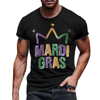 Generic Tunique 50 T-shirt tendance d&eacute;contract&eacute; pour homme avec imprim&eacute; Mardi Carnaval &agrave; manches courtes T-shirt fonctionnel sans manches, Noir, XXL