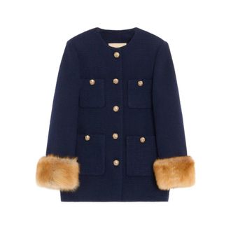 Valentino Caban aus reinem Woll-Tweed - - Coats - Damen - Blau - M