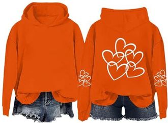 Generic Sweat &agrave; capuche imprim&eacute; coeurs de Saint-Valentin pour femme, d&eacute;contract&eacute;, tendance, motif graphique damour pour femme, sweatshirts &agrave; manches longues, 