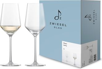 Zwiesel Glas Riesling Weißweinglas Pure (2-er Set), anmutige Weingläser für Weißwein, spülmaschinenfeste Tritan-Kristallgläser, Made in Germany (Art.-Nr. 122349)