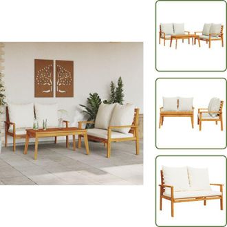 vidaXL 3-tlg. Garten-Lounge-Set mit Kissen Massivholz Akazie - Gartensessel - Gartenloungeseset - Gartenm&ouml;bel - Holzsessel - Akasieholzm&ouml;bel - The Living