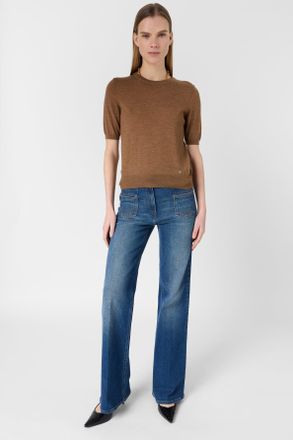 Gerard Darel Col rond sans manche en laine fine - ELSA - Camel