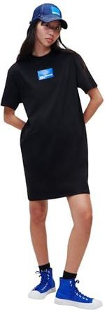 Karl Lagerfeld Karl Lagerfeld Jeans, Femme, Robe T-Shirt &Agrave; Logo, Coupe R&eacute;guli&egrave;re, Noir, XS