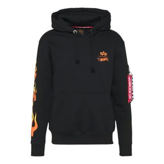 Alpha Industries Homme, Sweatshirts et sweats &agrave; capuche, Noir, Taille: S Flame Hoody